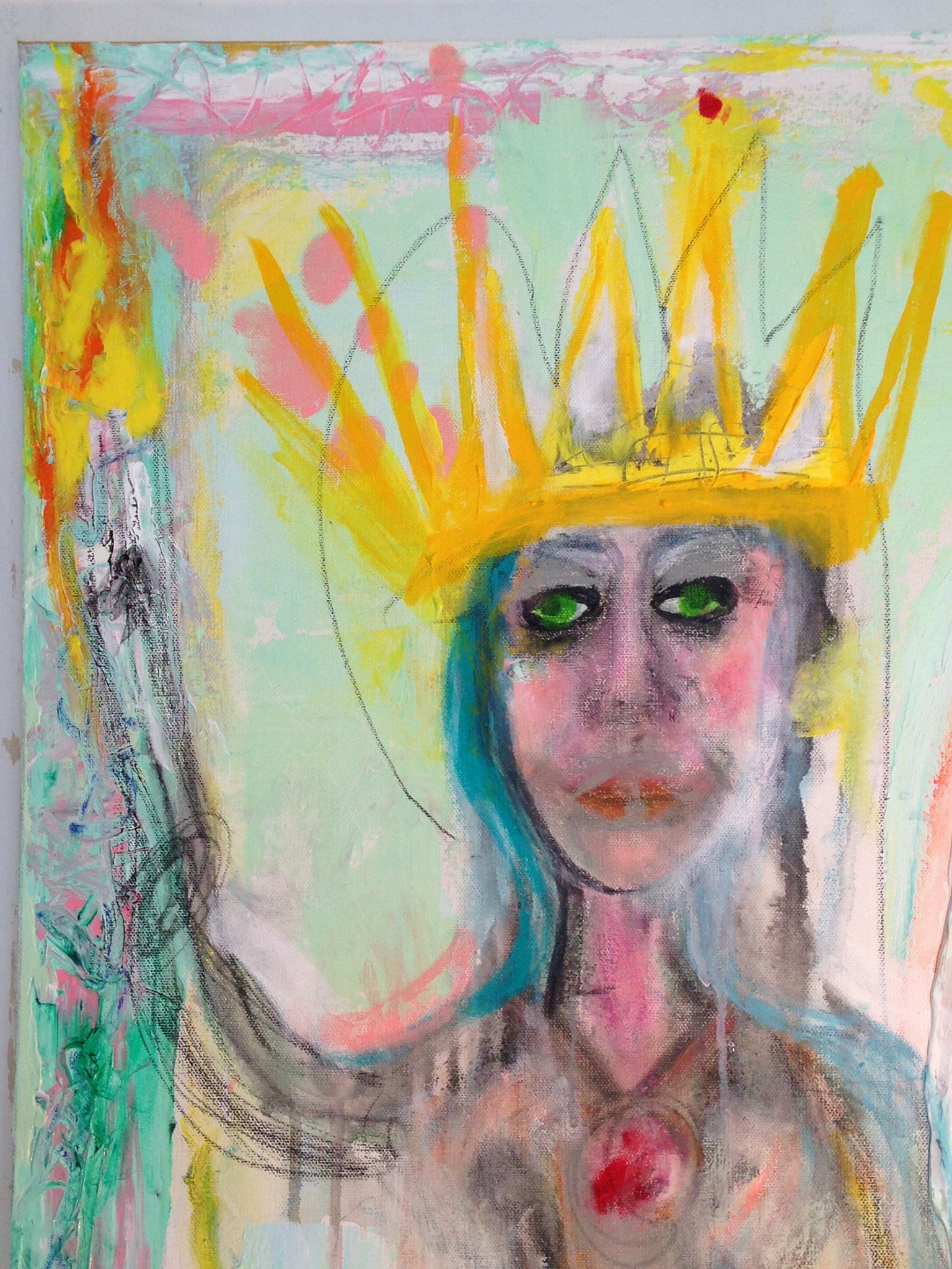 Blue diva with crown and torch abstract painting by Cheryl Wasilow ...